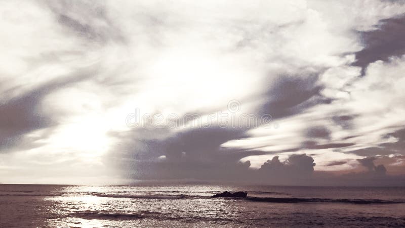 Seascape in the Java Sea in Black and White with Lines and Clouds in ...