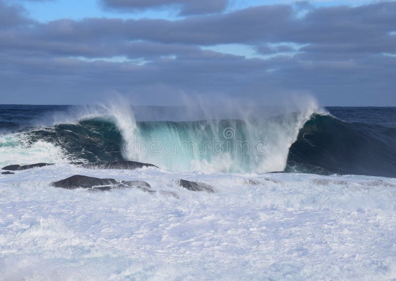 Seascape with Large Wave with Storm Clouds Stock Photo - Image of water ...