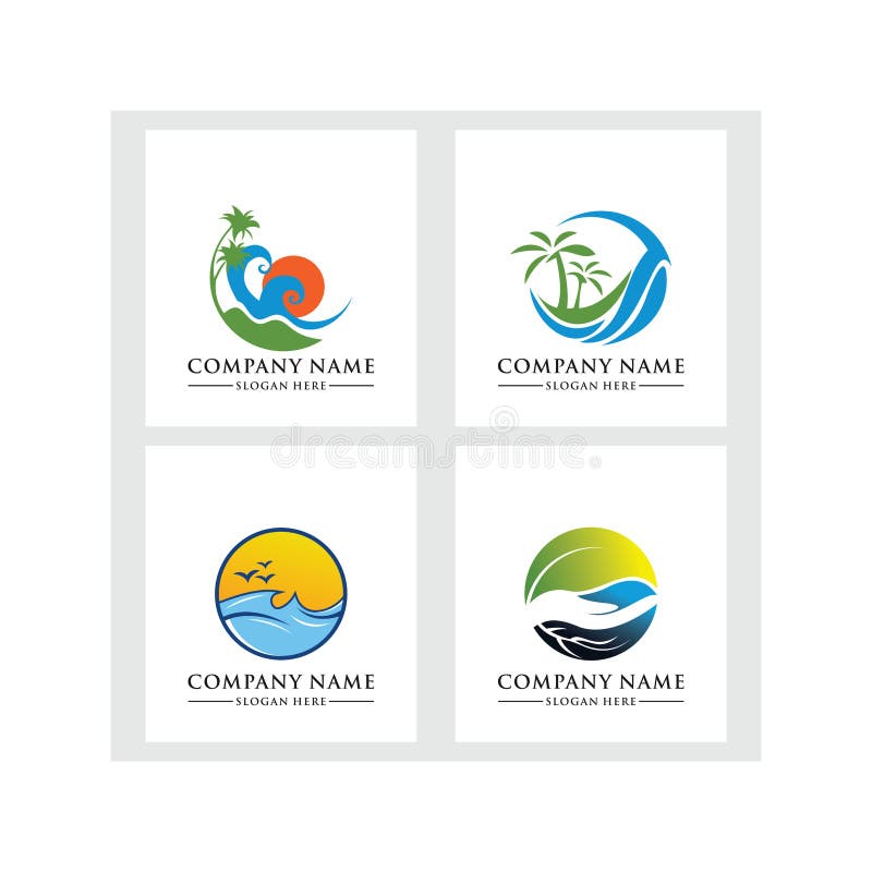 Seascape Logo Vector Template Stock Vector - Illustration of nature ...