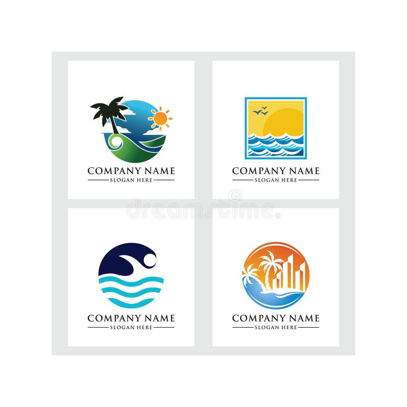 Seascape Logo Vector Template Stock Vector - Illustration of wave ...