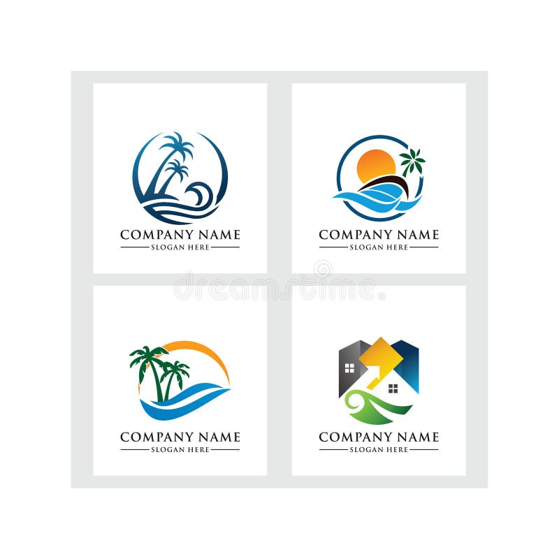 Seascape Logo Vector Template Stock Vector - Illustration of beach ...