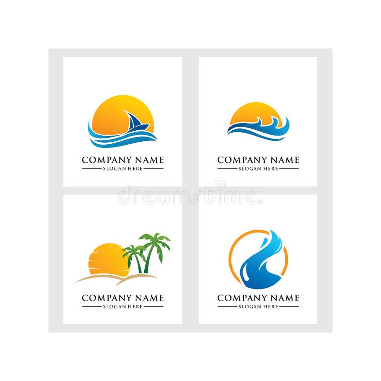 Seascape Logo Vector Template Stock Vector - Illustration of vector ...