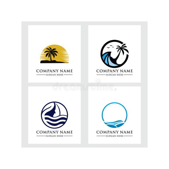 Seascape Logo Vector Template Stock Vector - Illustration of beach ...