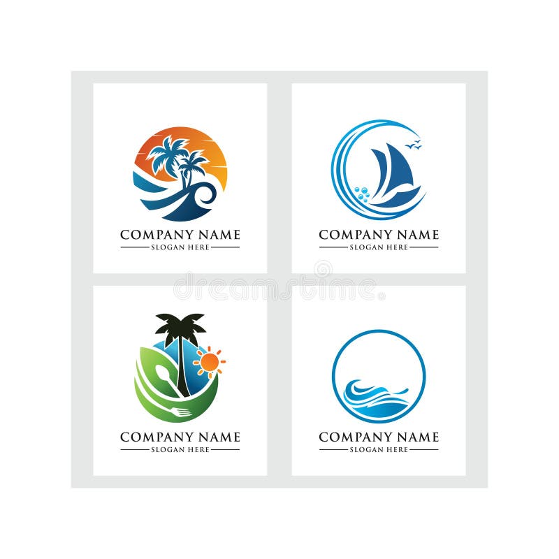 Seascape Logo Vector Template Stock Vector - Illustration of vector ...