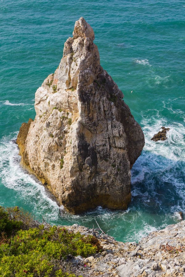 Seascape with a Rock Jutting from the Ocean Stock Photo - Image of ...