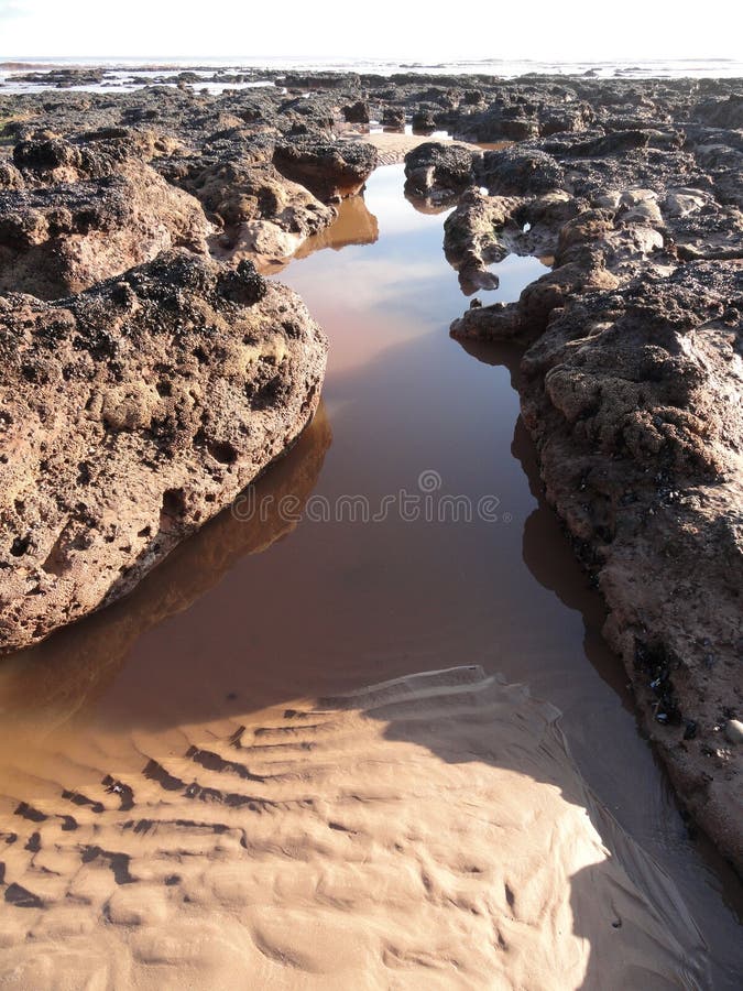 Seascape with Sand Ridges and Rock Pools Stock Photo - Image of coastal ...