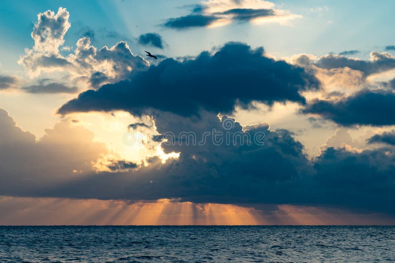 Seascape with Sea and Dramatic Evening . Stock Image - Image of beauty ...