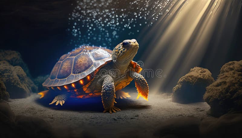 Seascape Sea Turtle Under the Ocean AI Generative Stock Illustration ...