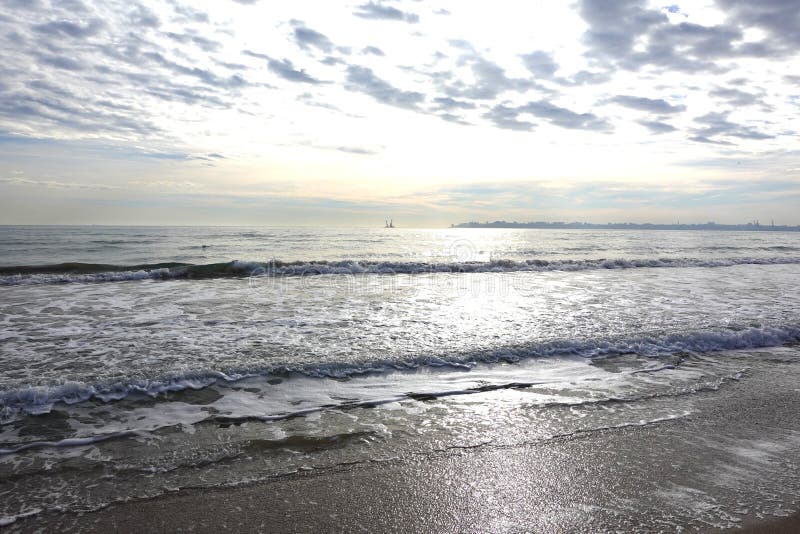 Seascape. Sea, Waves, Beautiful Clouds, Fresh Wind Stock Image - Image ...