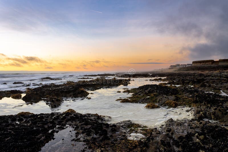 Golden Rocky Seascape at Sunset Stock Image - Image of daybreak, europe ...