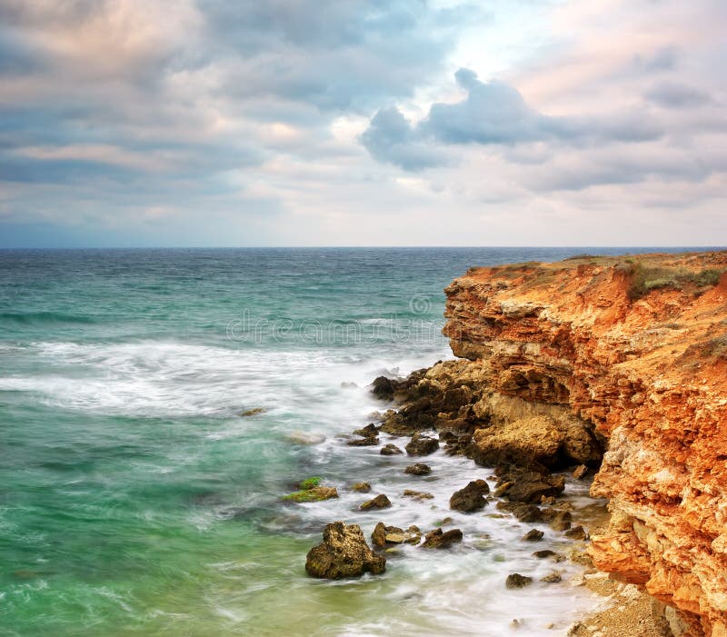 Seascape at sunset stock photo. Image of horizon, acadia - 52498436