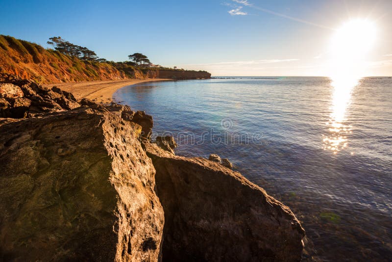 Seascape of Sunset Overlooking House on a Cliff Stock Photo - Image of ...