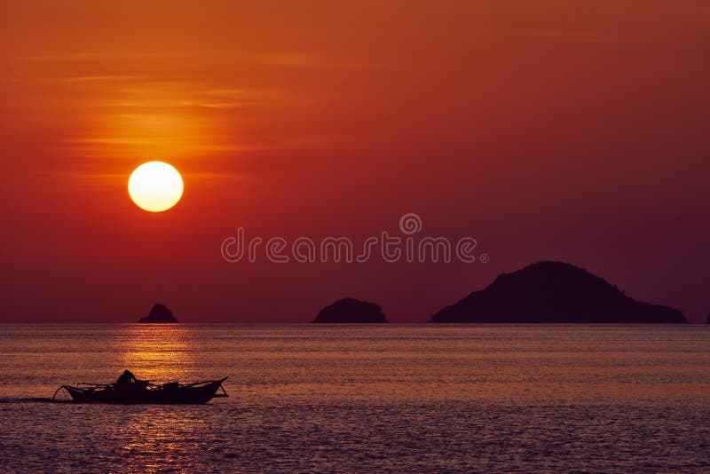Seascape Sunset Palawan Philippines Stock Image - Image of palawan ...