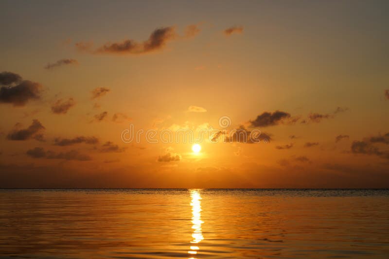 Sunset Sky at the Lake with Small Clouds on Sky Stock Image - Image of ...