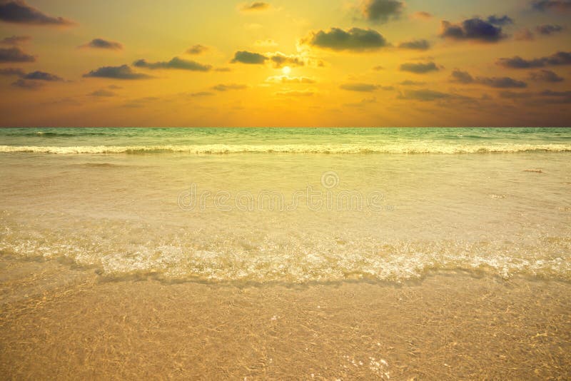 Seascape - Tropical Beach during Sundown. Stock Image - Image of ...