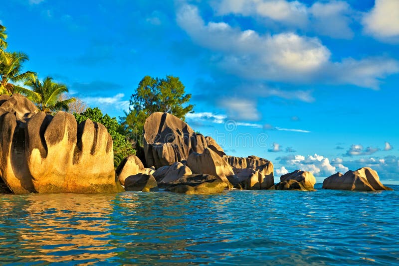 Seascape view stock photo. Image of celestial, anse, ladigue - 23650882