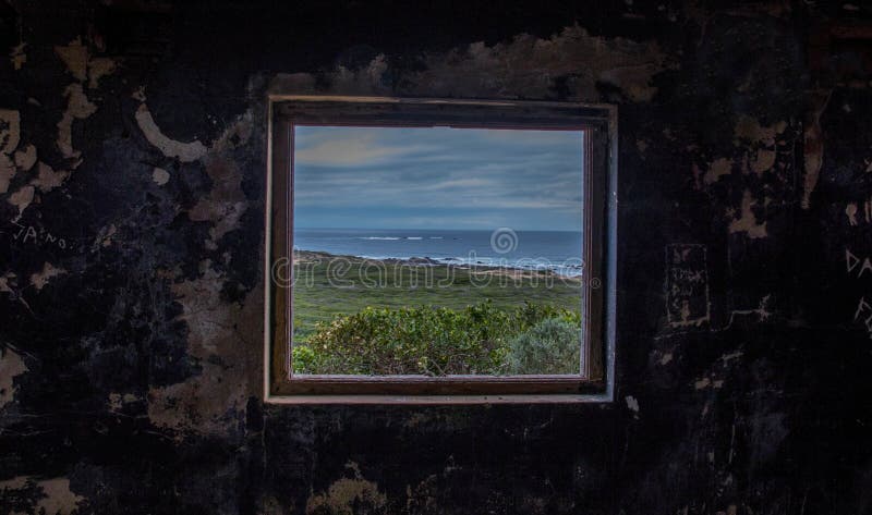 Seascape Viewed through a Window Stock Photo - Image of format ...