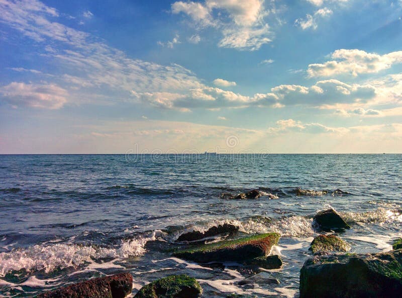 Seascape with waves stock photo. Image of rocks, seascape - 78688020