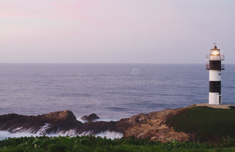 Coastal Landscape with Lighthouse and Rocks. Stock Image - Image of ...