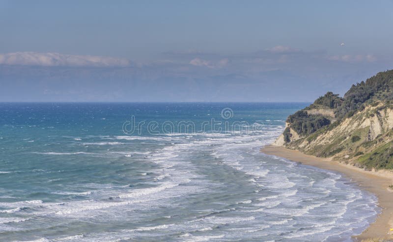 Seascape of a North Corfu Shore. Stock Photo - Image of summer, beach ...