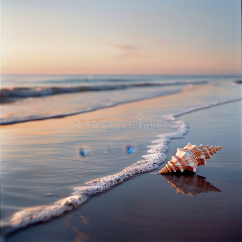 Seashell on the Beach in Sea Water. Stock Photo - Image of marine ...