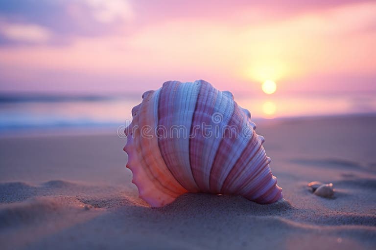 Seashell on Beach at Sunset Stock Image - Image of beauty, outdoors ...