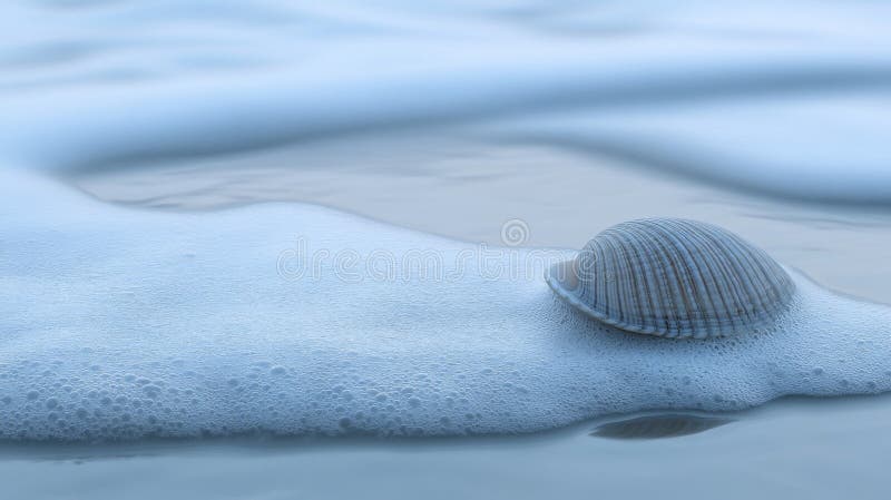 Seashell in Blue Ocean Foam Stock Illustration - Illustration of marine ...