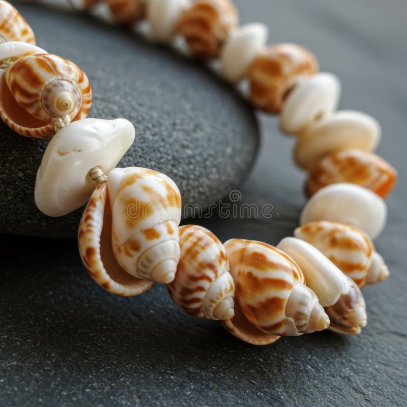 Seashell Bracelet on Dark Stone Background Stock Illustration ...