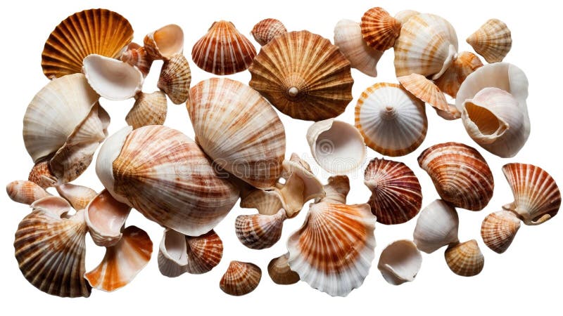 Seashell Cluster Shown from Different Perspectives on a White ...