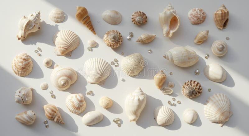 Seashell Collection, with the Shells Sorted and Labeled for Easy ...