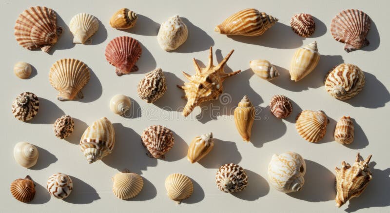 Seashell Collection, with the Shells Sorted and Labeled for Easy ...