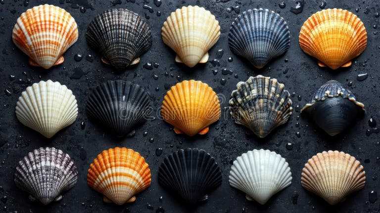 Seashell Collection, Diverse Colors and Patterns Stock Image - Image of ...