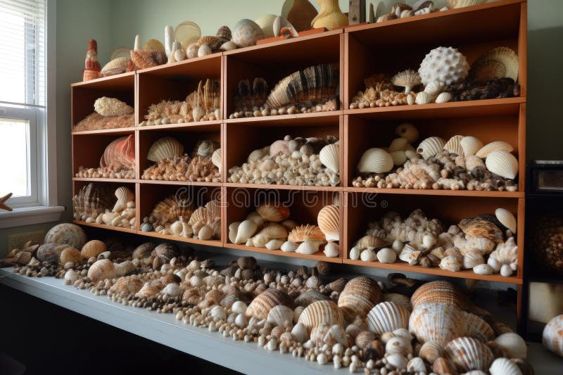 Seashell Collection, with the Shells Sorted and Labeled for Easy ...