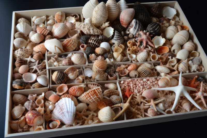 Seashell Collection, with the Shells Sorted and Labeled for Easy ...