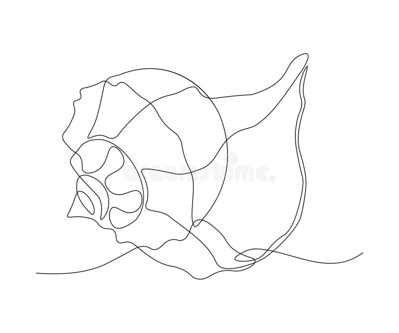 Seashell Continuous One Line Drawing. Mono Line Stock Vector ...