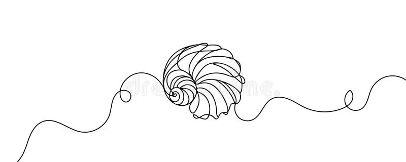 Seashell, Continuous One Line Drawing. Vector Minimalist Linear ...