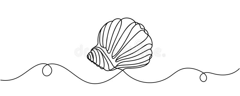 Seashell, Continuous One Line Drawing. Vector Minimalist Linear ...