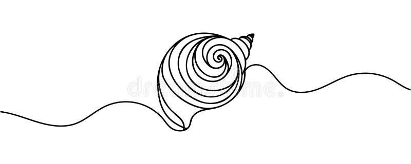 Seashell, Continuous One Line Drawing. Vector Minimalist Linear ...