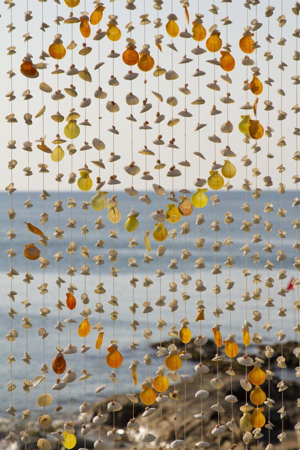 Seashell Curtain Background at the Beach Stock Image - Image of ...