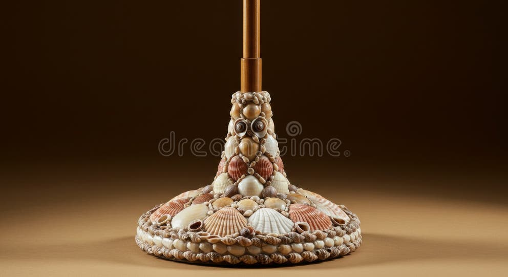 Seashell Decor Stand with Wooden Base Stock Illustration - Illustration ...
