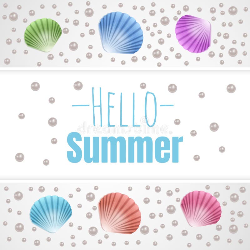 Seashell Element of Your Design, Travel Time Banner. Hello Summer ...