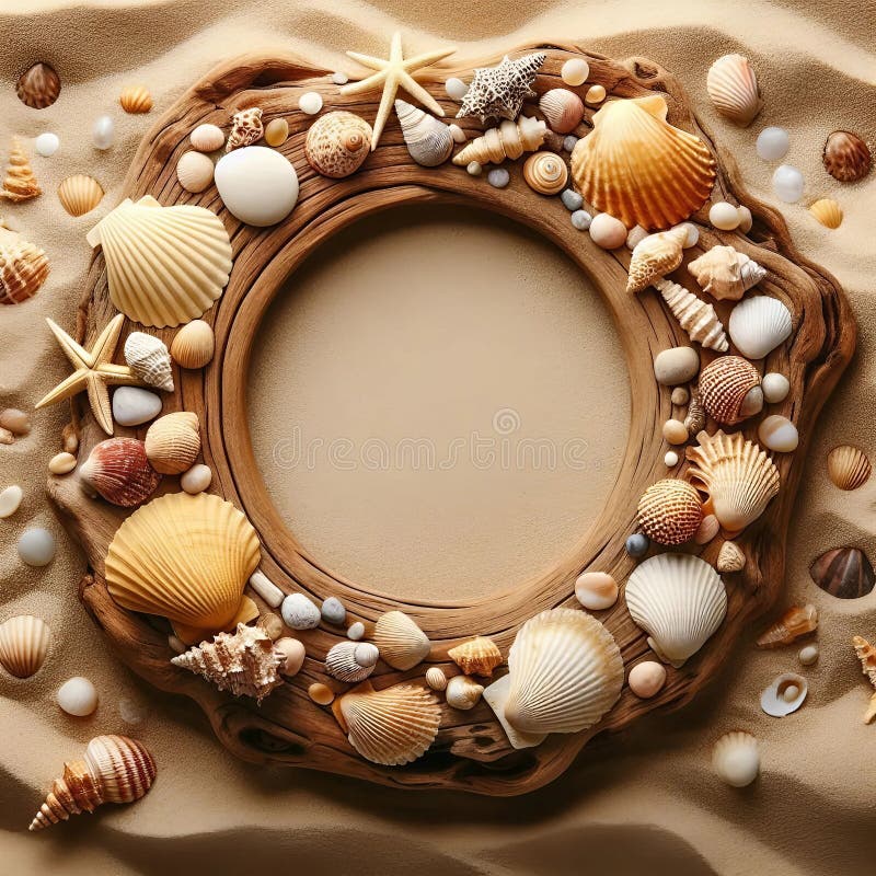 Seashell Frame Adorned with Beach Treasures for a Summer Vacation Vibe ...