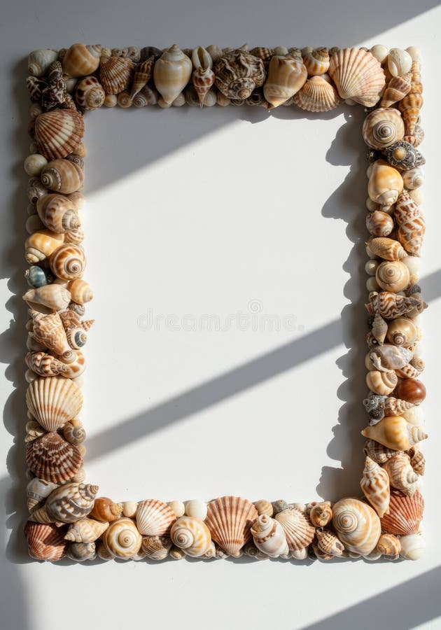 Seashell Frame Border White Background Seashells Arranged As a Frame ...
