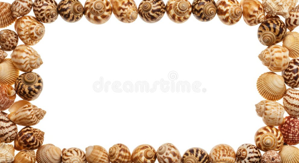 Seashell Frame Border White Background Seashells Arranged in a ...