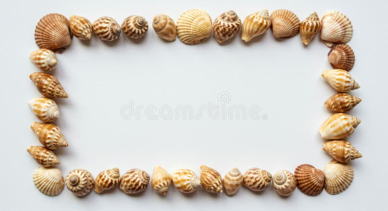 Seashell Frame Border White Background Summer Beach Vacation Ocean ...