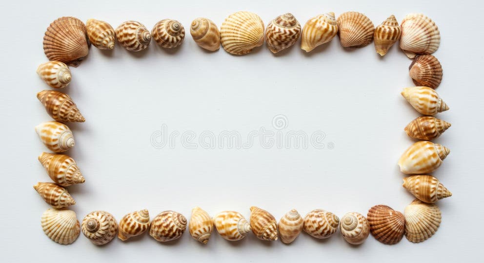Seashell Frame Border White Background Summer Beach Vacation Ocean ...