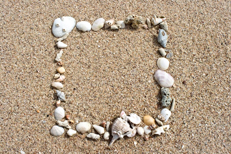 Shell and Sand Frame Border Stock Image - Image of background, pink ...