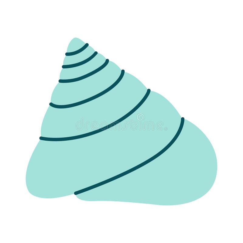 Seashell Hand Drawn. Cartoon Style Flat Illustration Seashell Isolated ...