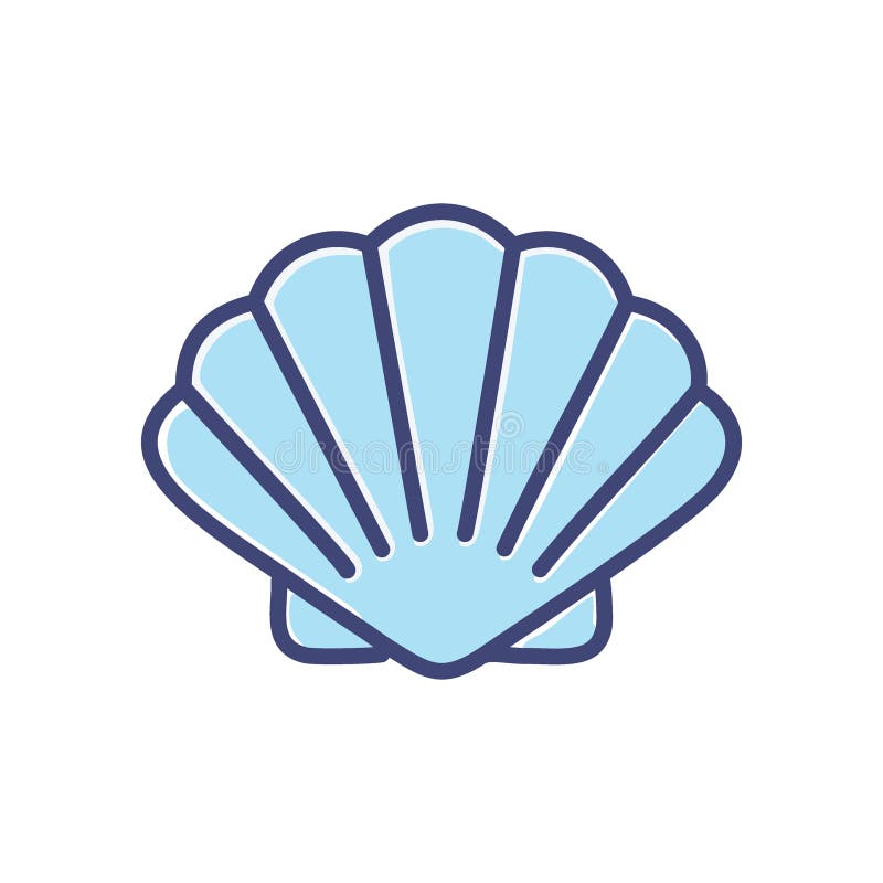 Seashell Icon. Blue Seashell Icon, Symbolizing the Ocean, Summer, and ...