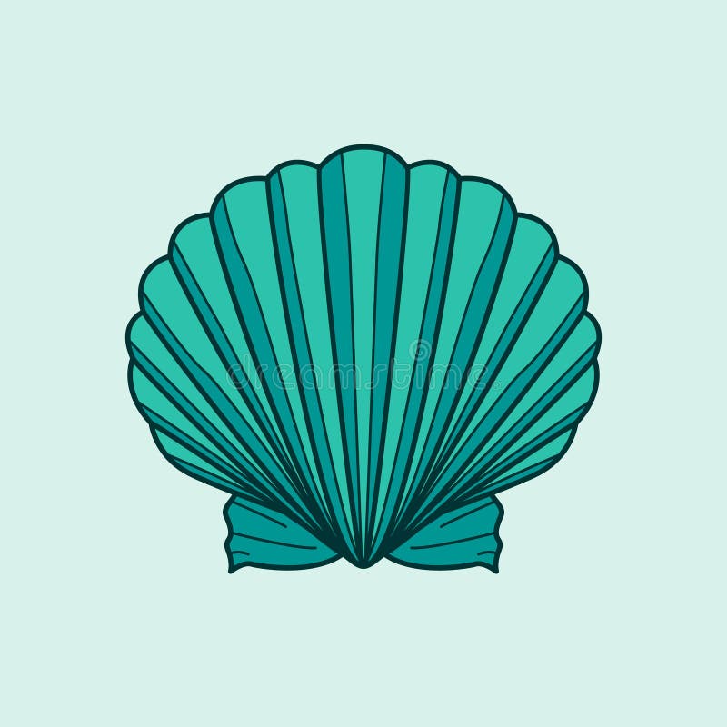 Seashell Illustration. Vector Graphic Design of a Colorful Blue Shell ...